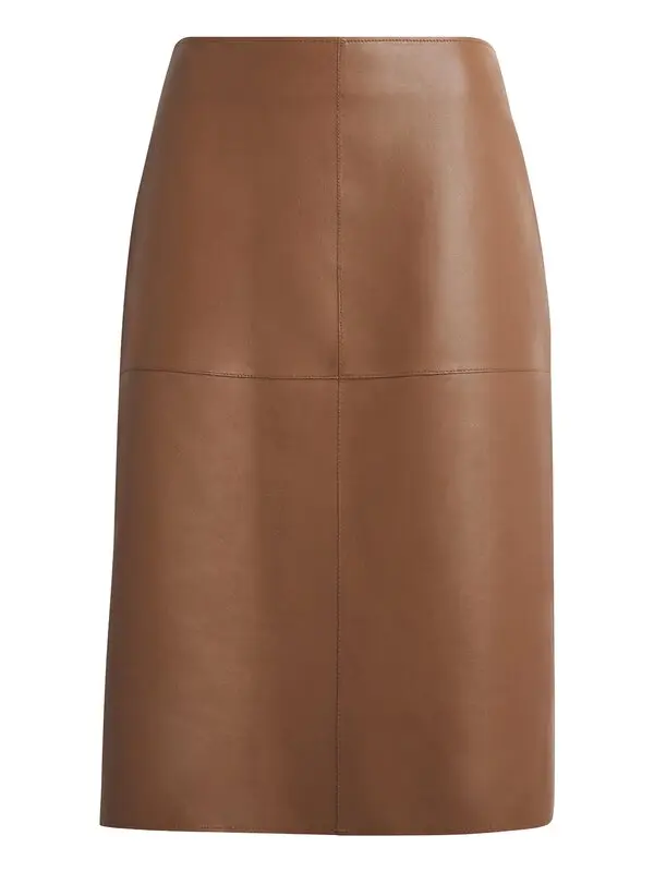 JOSEPH Nappa Leather Niven A-line Skirt - Brown