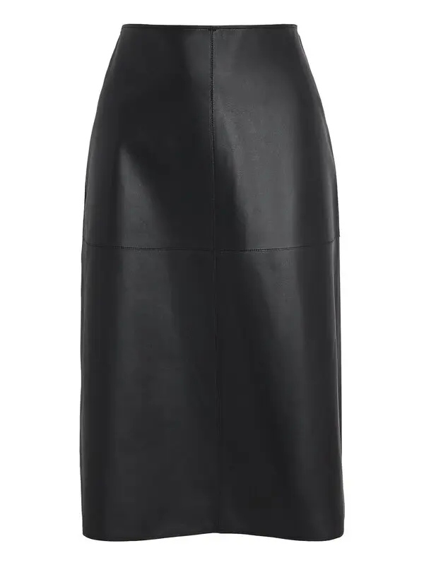 JOSEPH Niven Leather Midi Skirt - Black