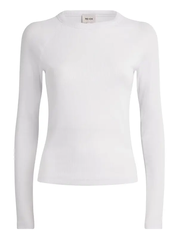 ME+EM Stretch-cotton Long-sleeve T-shirt - White
