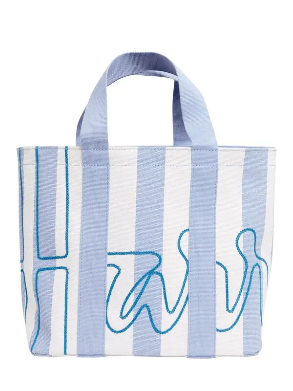 Harrods Mini Stripe Logo Tote Bag - Blue