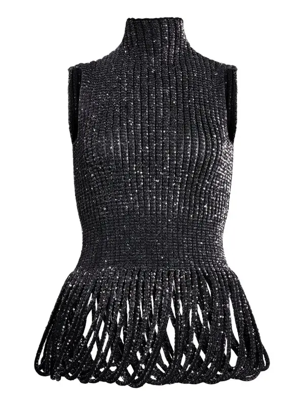 Alaïa Embellished High-neck Top - Black
