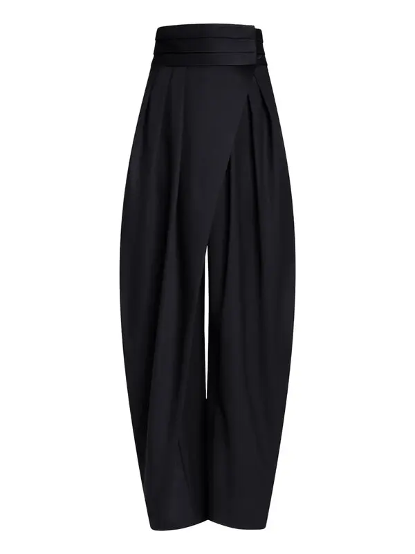 Alaïa Virgin Wool-silk Tuxedo Round Trousers - Black