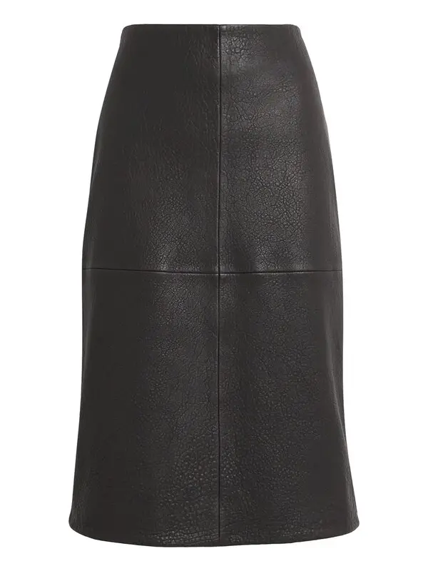 JOSEPH Leather Midi Shroff Skirt - Brown