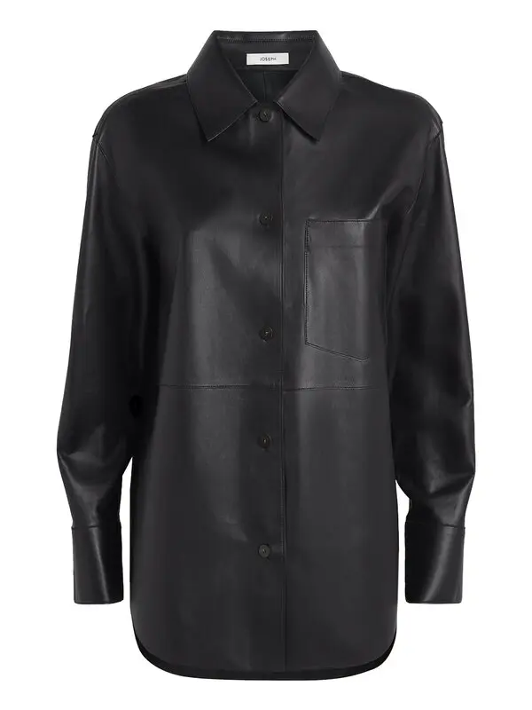 JOSEPH Penna Leather Overshirt - Black