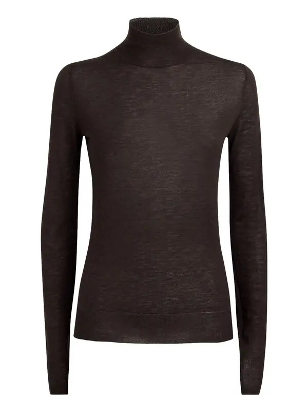 JOSEPH Cashair High-neck Cashmere Sweater - Brown