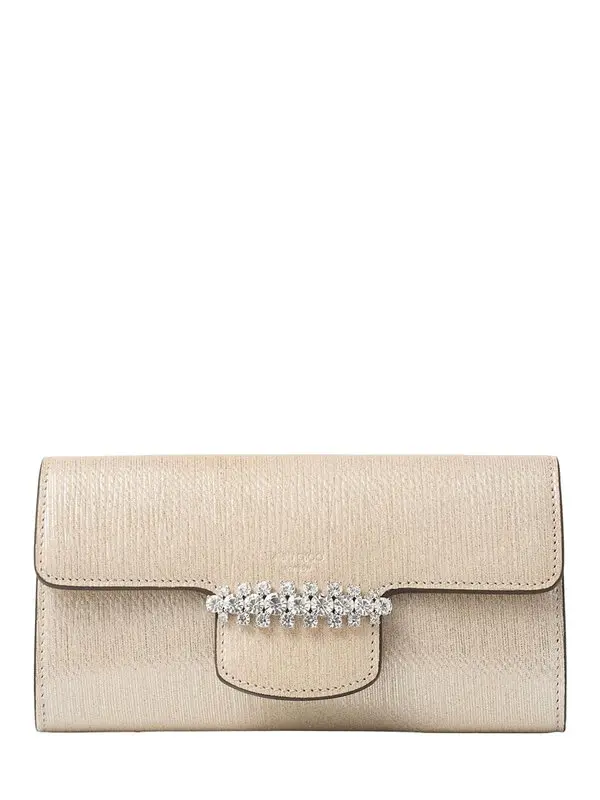 JIMMY CHOO Bing Leather Wallet On Chain - Gold
