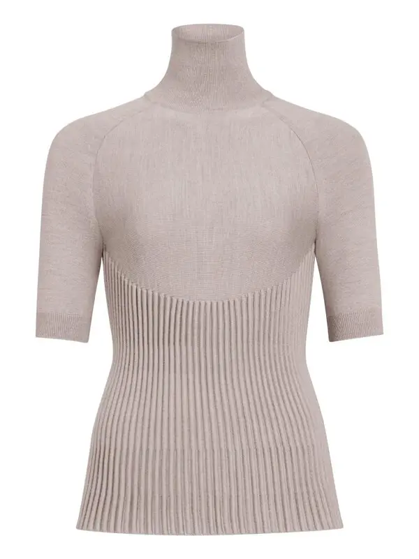 Alaïa Wool-blend Ribbed Top - Beige