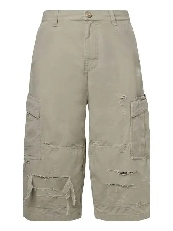 Balenciaga Cropped Cotton Cargo Pants - Beige