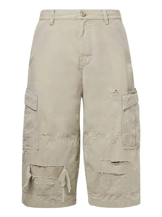 Balenciaga Cropped Cotton Cargo Pants - Beige