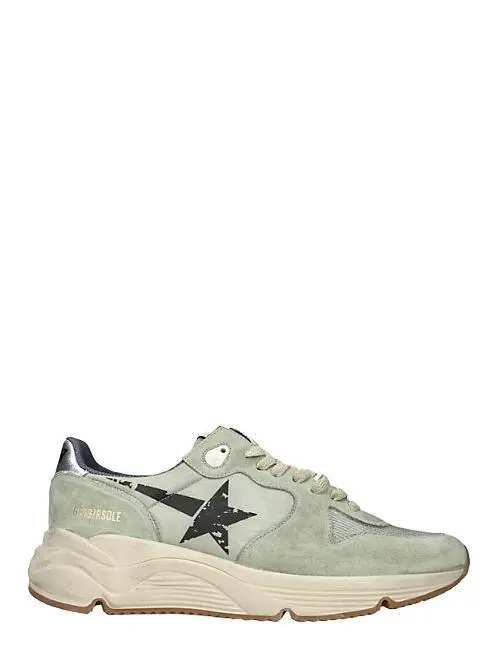 GOLDEN GOOSE Running Sole Leather And Suede Trainers - Pale Green