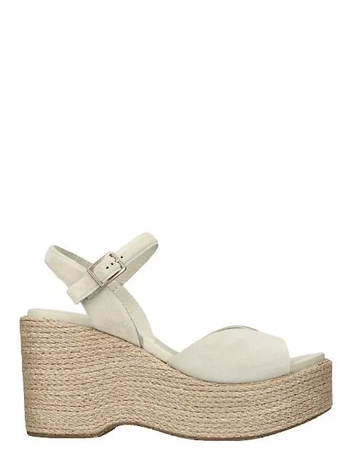 PEDRO GARCIA Doina Wedge Leather Espadrille Heeled Sandals - Beige