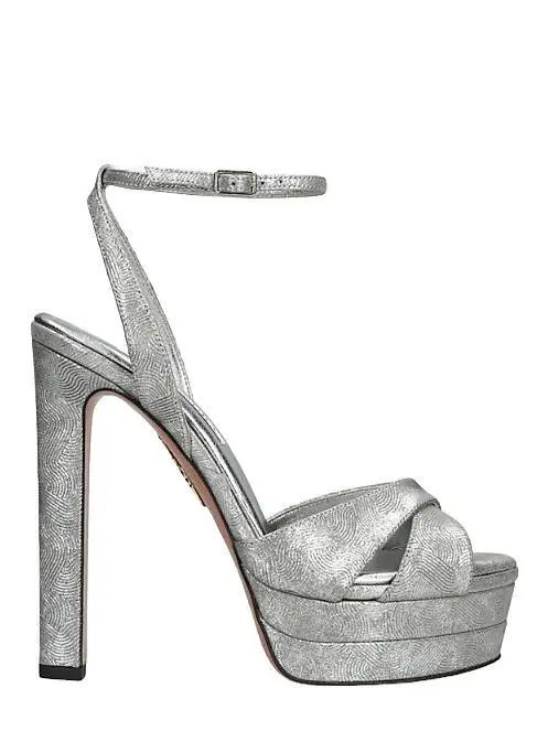 AQUAZZURA Divine 130 Leather Heeled Sandals - Silver