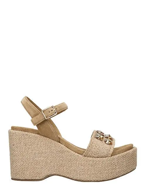 PEDRO GARCIA Delina Jute Wedge Heeled Sandals - Beige