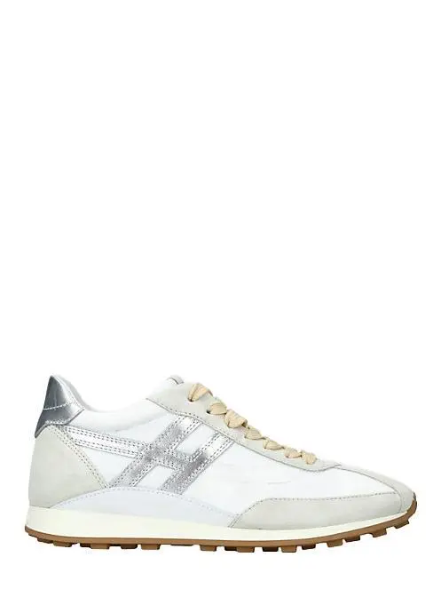 Hogan H699 Leather And Suede Trainers - Silver Com