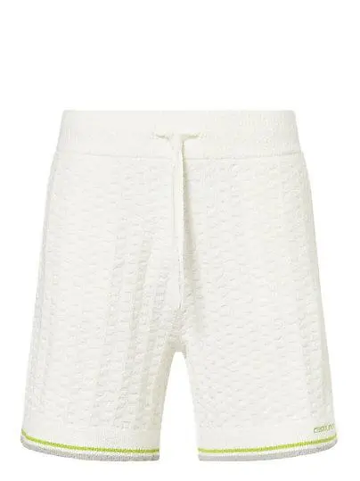 Casablanca Tennis Drawstring Stretch-cotton Blend Shorts - White