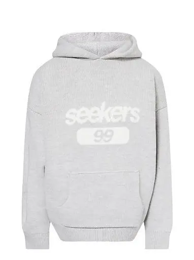 SISTERS & SEEKERS Seekers 99 Relaxed-fit Knitted Hoodie - Soft Grey