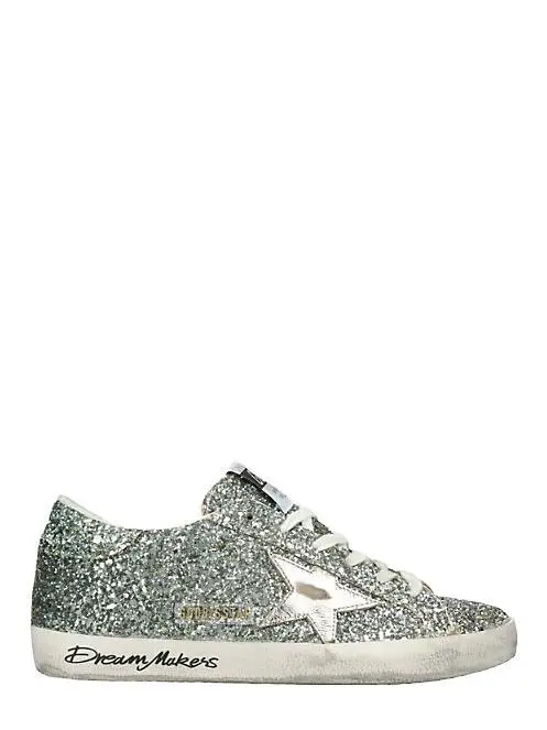 GOLDEN GOOSE Super-star Glitter-embellished Low-top Sneakers - Silver