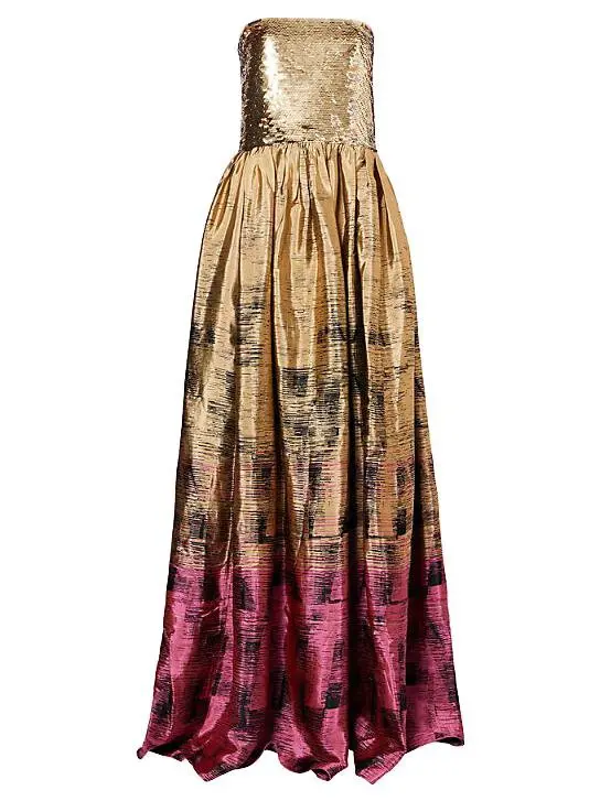 DIMA AYAD Flowy Sequined Woven Maxi Dress - Pinkgold