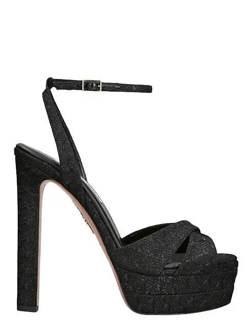 AQUAZZURA Divine 130 Lace Heeled Sandals - Black