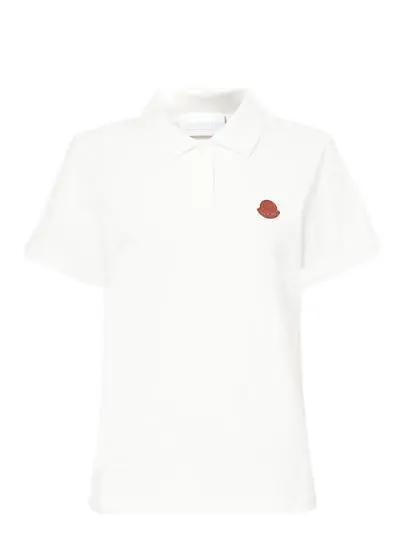 Moncler Badge-embroidered Cotton-piqué Polo Shirt - White