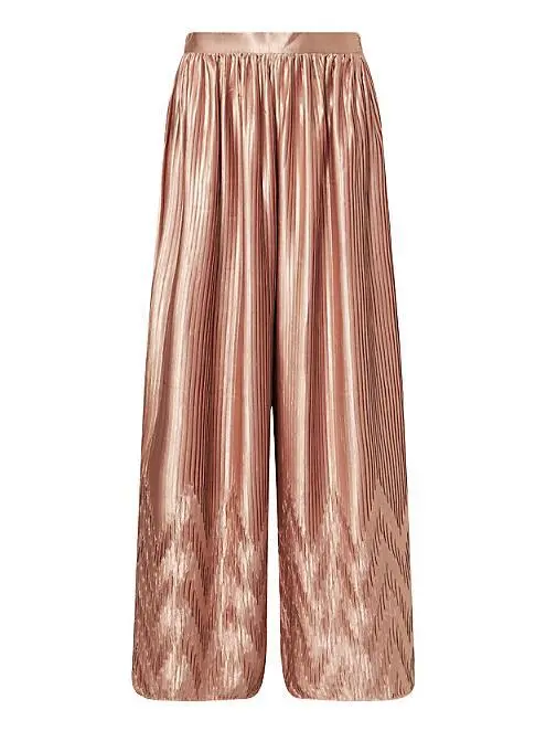 DIMA AYAD Pleated Wide-leg Woven Trousers - Brown