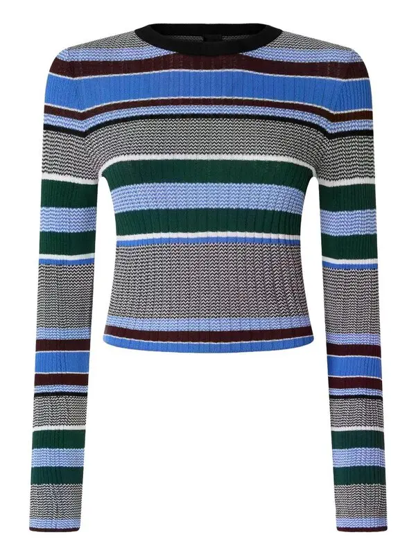 Pinko Striped Ribbed Knit Long-sleeve Top - Blue