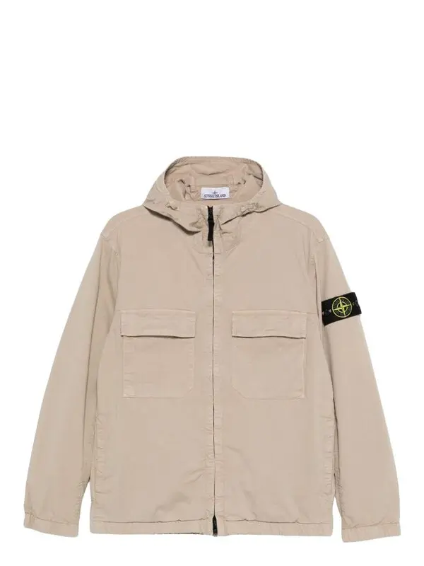 Stone Island Cotton Zip-up Hooded Jacket - Beige