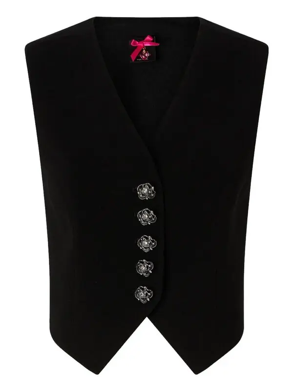 Pinko Rose Button Vest - Black