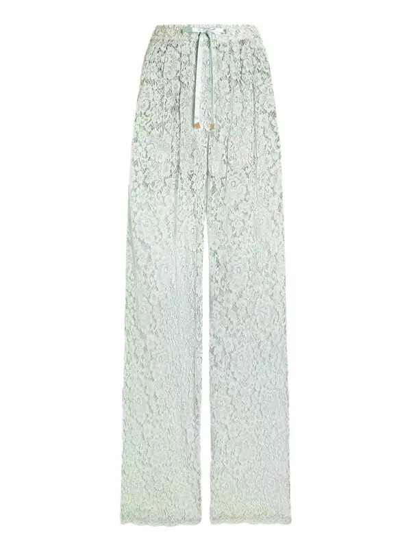 Dolce & Gabbana Floral Lace Palazzo Pants - Green