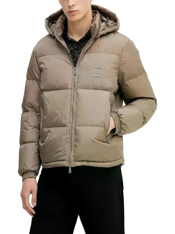 Armani Exchange Hooded Puffer Jacket - Neutrals