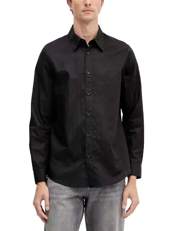 Armani Exchange Patterned Buttoned Shirt - Black