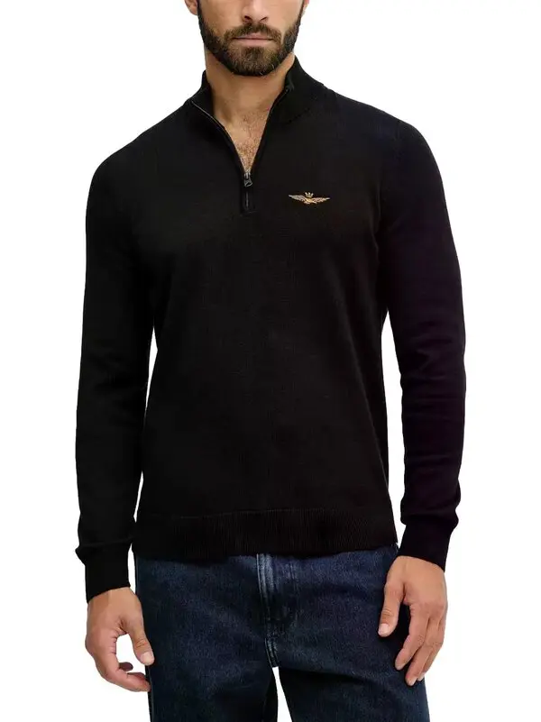 AERONAUTICA MILITARE Half-zip Pullover Sweater - Black