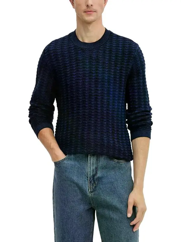 Armani Exchange Textured Crew Neck Sweater - Blue