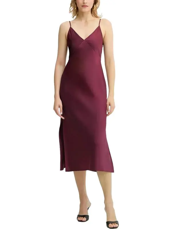 Armani Exchange V-neck Slip Midi Dress - Red
