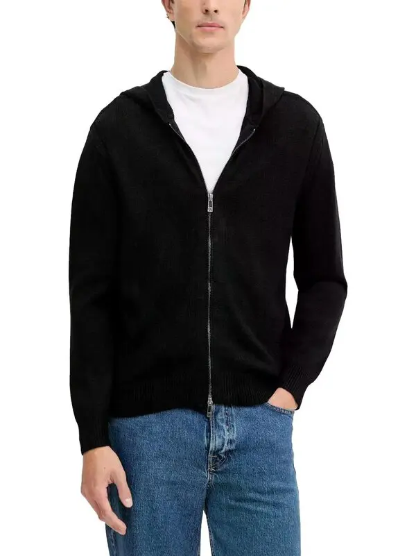 Armani Exchange Hooded Zip Sweater - Black