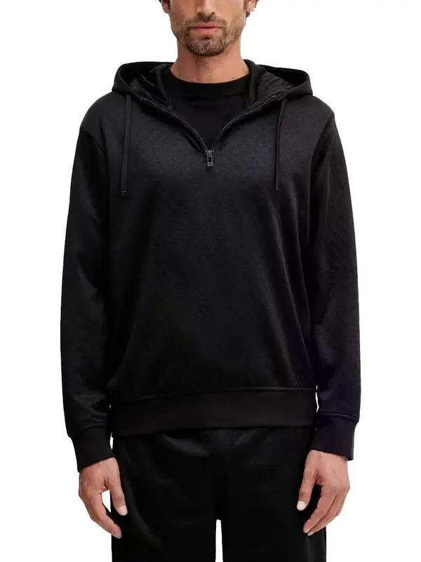 Armani Exchange Patterned Zip Hoodie - Black
