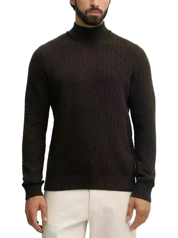 Barbour Textured Funnel-neck Sweater - Brown