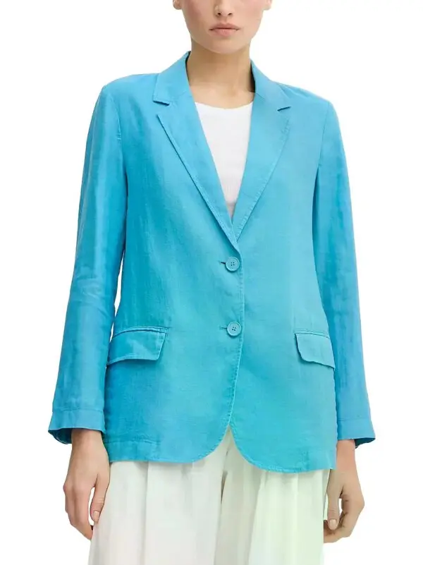BENETTON Pocket Button Linen Blazer - Blue