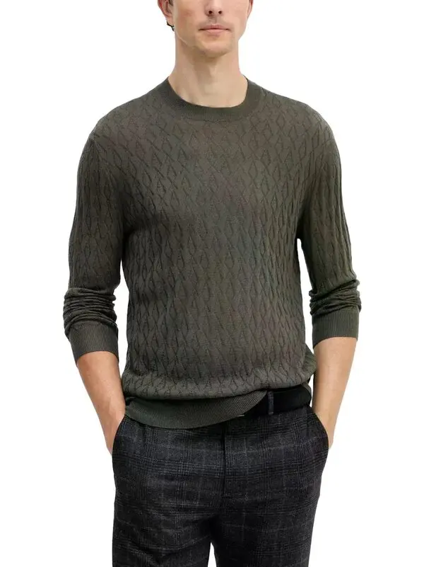 Armani Exchange Patterned Crew Neck Sweater - Green