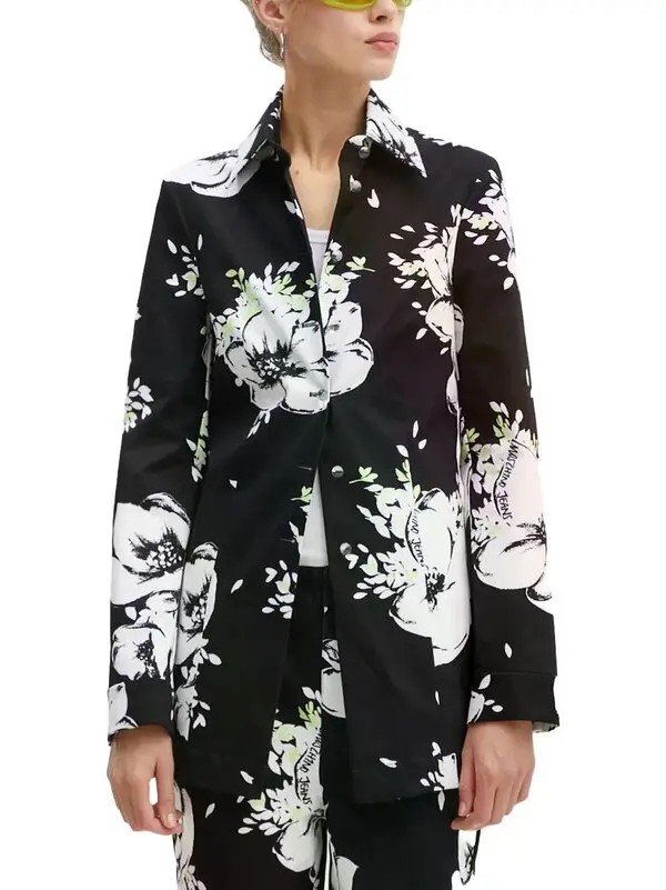 MOSCHINO JEANS Floral-print Denim Jacket - Black