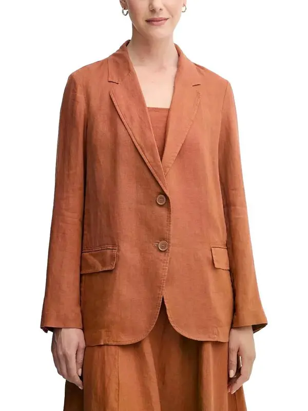 BENETTON Buttoned Linen Blazer - Brown