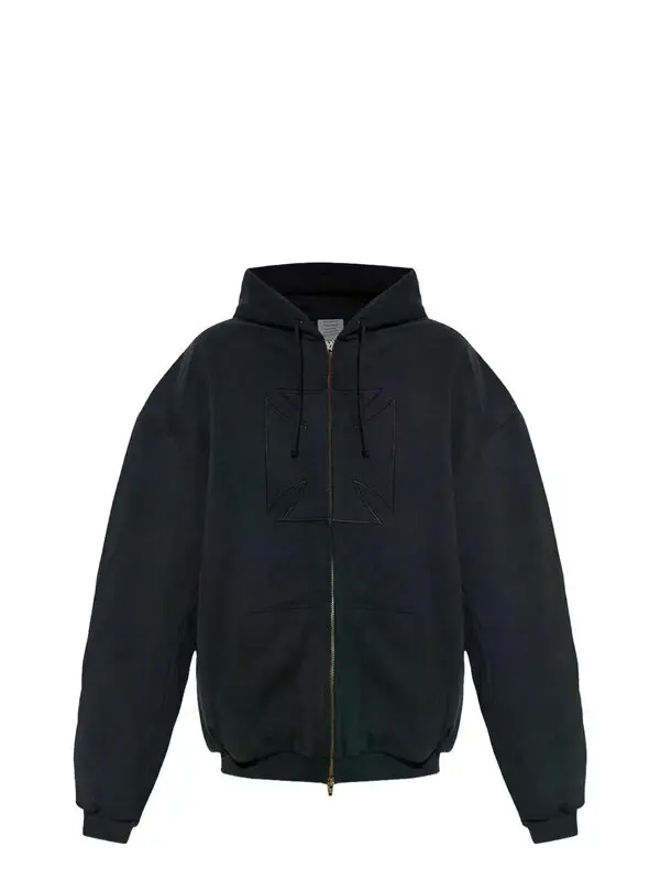 Vetements Embroidered Cross Hoodie - Black