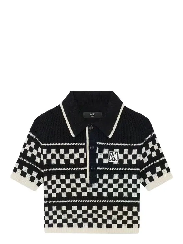 Amiri Check-pattern Polo Shirt - Black