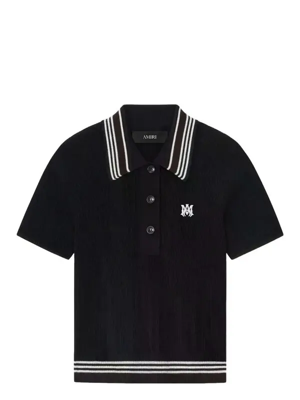 Amiri Striped Detail Polo Shirt - Black