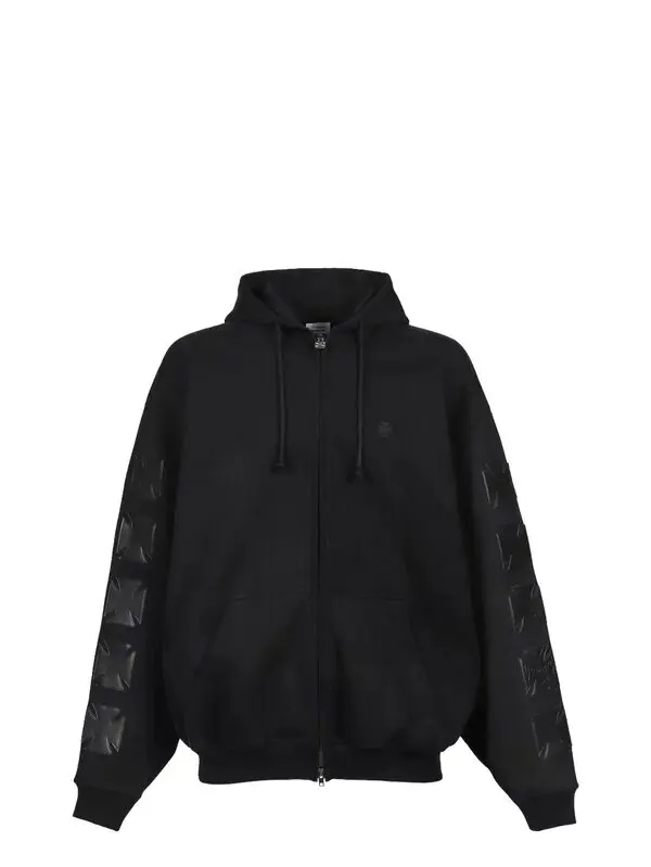 Vetements Leather Biker Cross Hoodie - Black