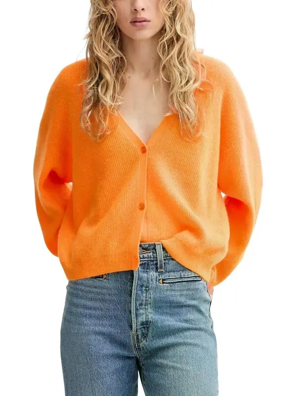 American Vintage V-neck Button Cardigan - Orange