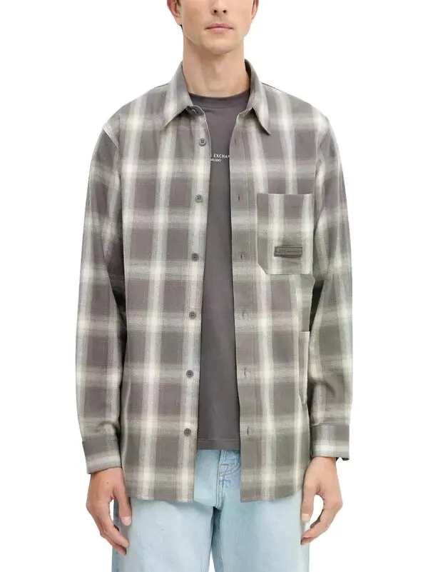 Armani Exchange Check-pattern Pocket Shirt - Grey