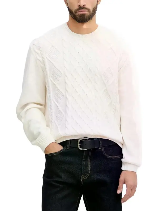 Armani Exchange Cable-knit Crew-neck Sweater - Neutrals