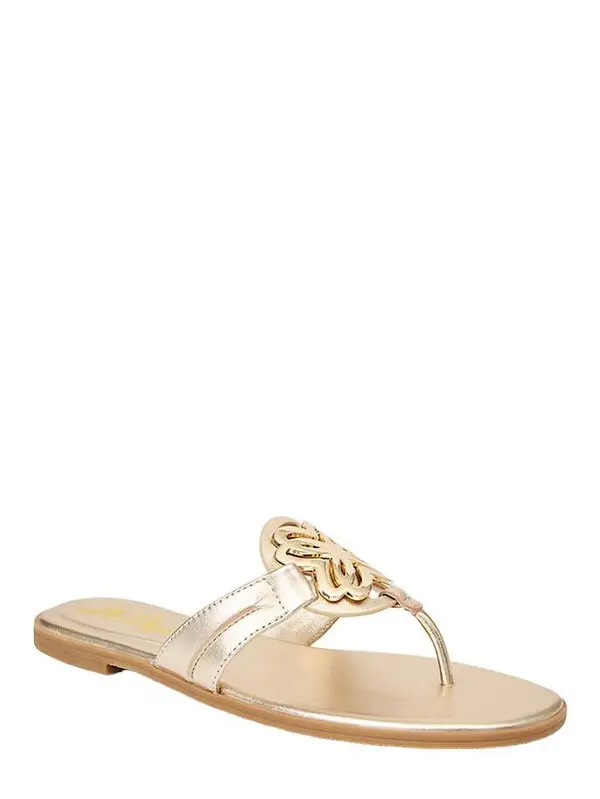 LILLY PULITZER Logo Medallion Sandal - Gold Metallic
