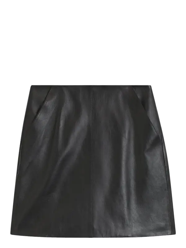 BOSS Nappa-leather Mini Skirt With Seam - Black